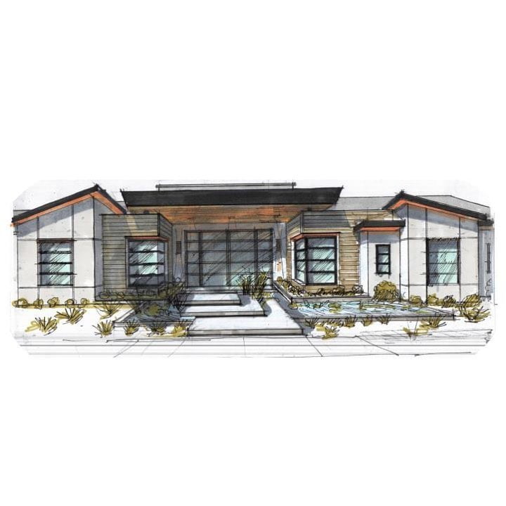 An entry concept sketch for a modern custom home in Granite Bay. # ...